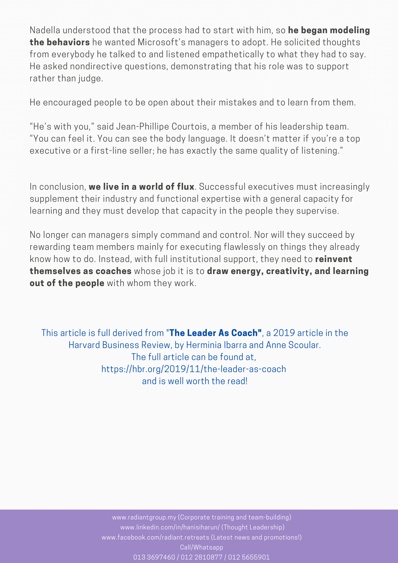 EXECUTIONAL EXCELLENCE & COACHING - Radiant Group